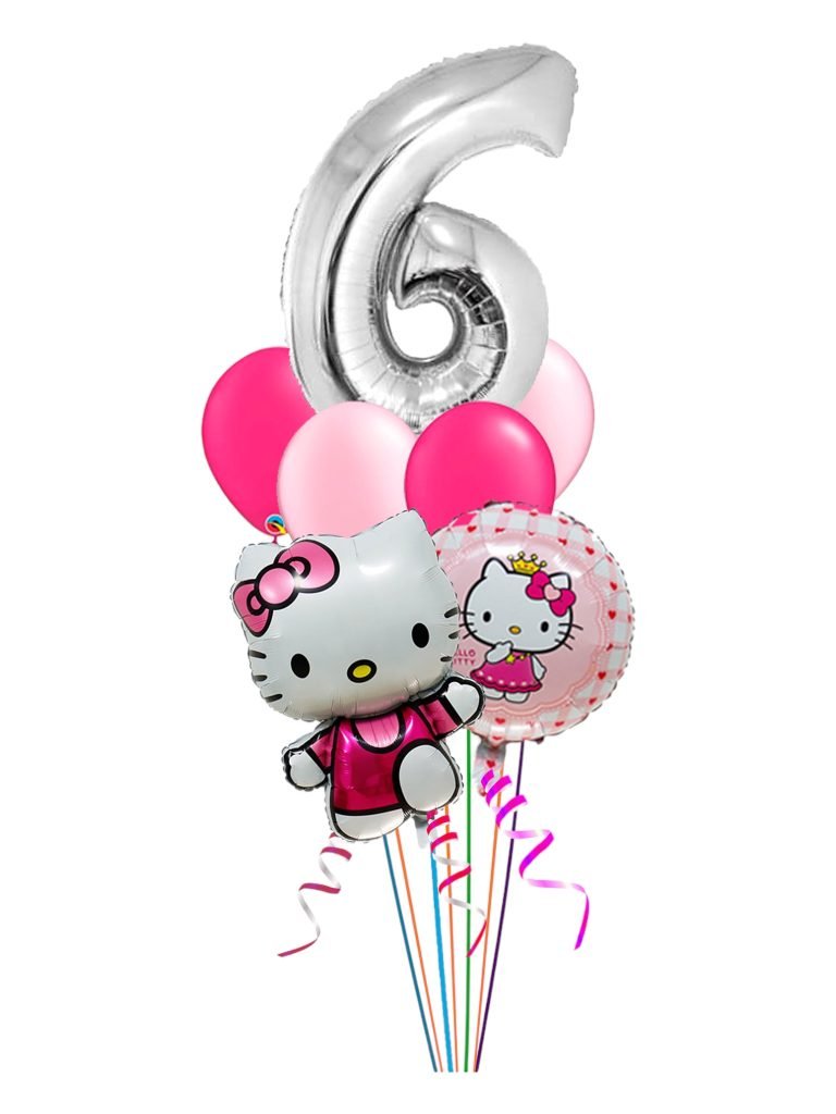 SINGLE DIGIT HELLO KITTY BIRTHDAY BALLOON BOUQUET - Everyday Flowers ...