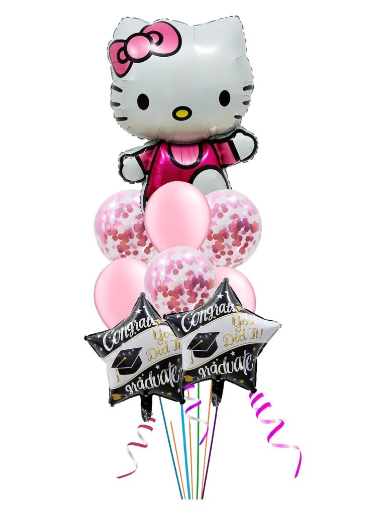 GRADUATION HELLO KITTY BALLOON BOUQUET - Everyday Flowers and Balloons